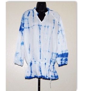 J.A.K. | Tops | Jak Print Cotton Tunic Top Wslot Collar | Poshmark